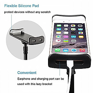 Royall Gooseneck Cell Phone Stand Holder, Tablet Holder for Desk Phone Mount Holder Clip with Grip Flexible Long Arm Gooseneck Bracket Mount Clamp for Desk, Compatible with ipad iPhone
