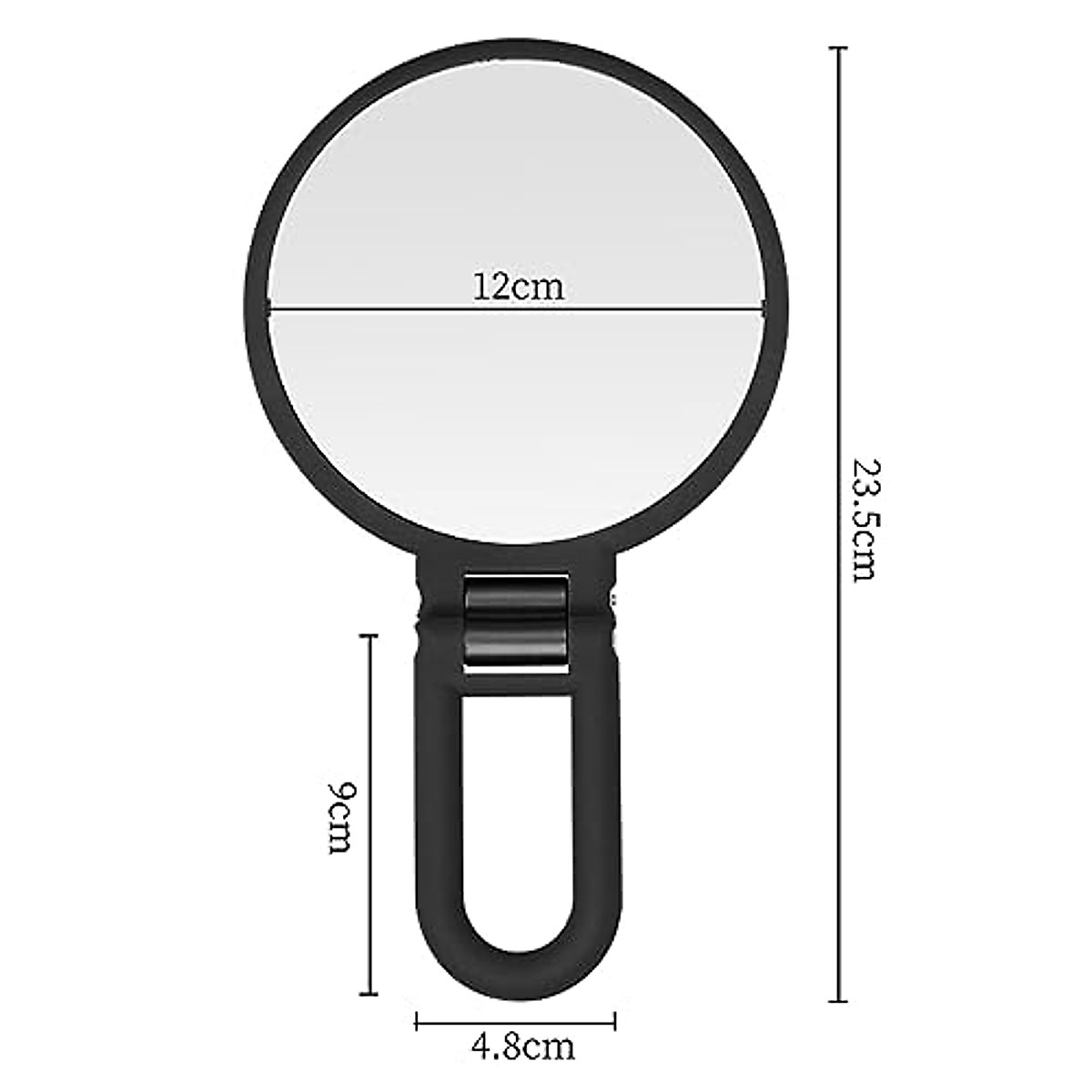 1X 15X Magnifying Hand Held Mirror,Double Side Folding Hand Mirror for Women with Adjustable Handle,Travel Table Desk Shaving Bathroom (Black)