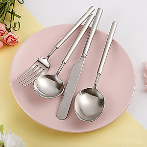 Unique Silverware Set 8/10 Stainless Steel Flatware Gold Cutlery Tableware Utensil Set Knives Forks Spoons,Mirror Polished Dinnerware Sets for Party Kitchen Small business 24-piece for 6