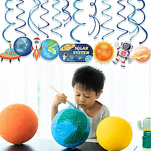 Kristin Paradise 30Ct Space Hanging Swirl Decorations, Galaxy Party Supplies, Outer Space Birthday Theme Decor for Boy Girl Baby Shower, Astronaut 1st Bday Favors Idea