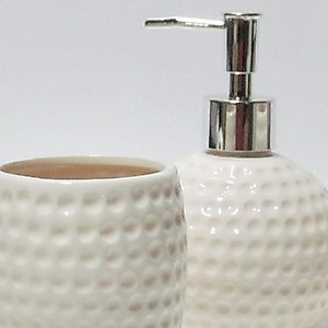 JustNile 5-Piece Trendy Ceramic Bathroom Accessory Set - White Golf Ball Design