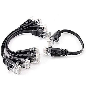 CablesOnline, 5-Pack 6-inch CAT6 Network UTP Ethernet RJ45 Flat-Design Patch Black Cable, (U6-000FK-5)