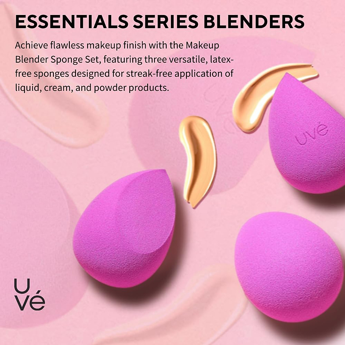 Helio Makeup Blender Sponge, Streak Free Application of Liquid, Powder & Cream Foundation, Professional Complexion Blending Tool, Cruelty Free, Vegan, Latex Free