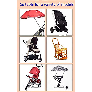Baby Stroller Parasol, Clamp-On Shade Umbrella, with Umbrella Clip Fixing Device, 360 Degree Adjustable UV Protection, 79cm/31.1in Long, Suitable for Beach Chairs, Baby Strollers (Black)