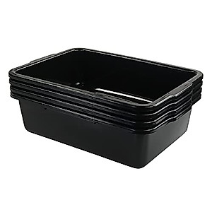 CAND Extra Large Black Bus Tub Box, 32 L Plastic Bus Bin for Restaurant, 4 Pack
