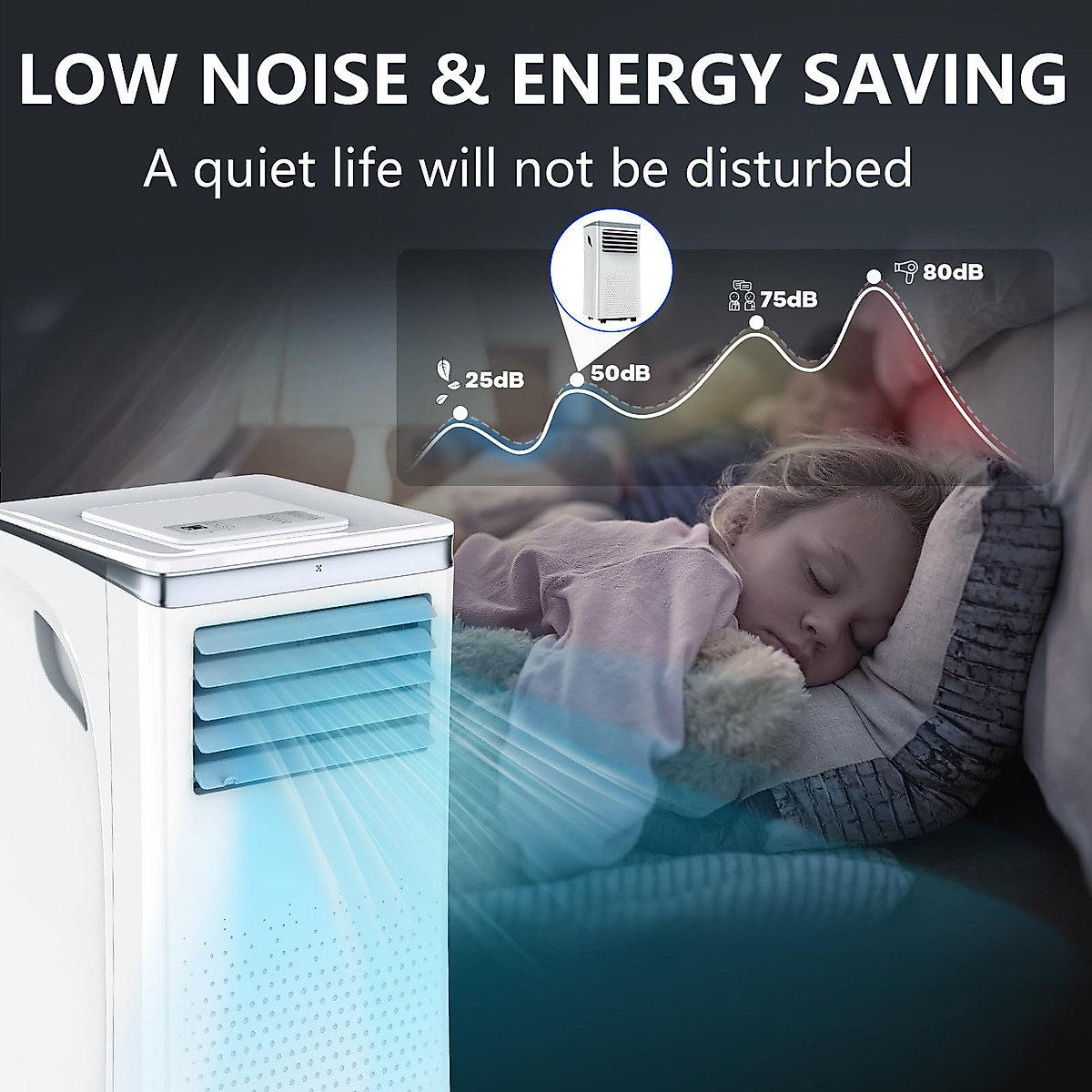 COWSAR 10000 BTU Portable Air Conditioner 4-in-1 Portable AC Unit Cool up to 400 sq.ft, Portable Air Conditioners with Remote Control Mini Air Conditioner 24 Timer ＜54 dBA