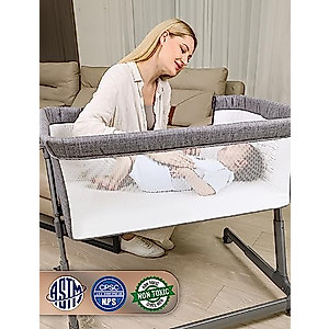 Pamo Babe Baby Bedside Bassinet Crib - Adjustable Portable Bedside Sleeper for Infant | Newborn Baby Boy & Girl