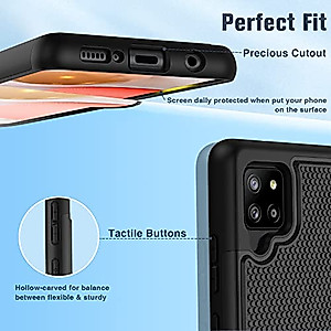 for Samsung Galaxy A42 5G Case: Dual Layer Protective Heavy Duty Cell Phone Cover Shockproof Rugged with Non Slip Textured Back - Military Protection Bumper Tough - 6.6inch (Matte Black)
