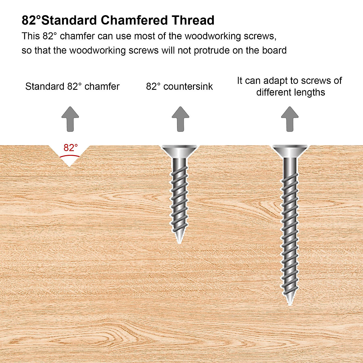 82° Countersink Drill Bit Set for Wood, HSS Counter Sinker Drill Bits Set 5-Piece 3/8" Quick Change Adjustable Drill Bits Sink Hole Drilling Tool Kit on Pilot Counter Sink Holes for Woodworking Tools