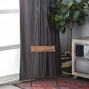 Deco 79 Metal Display Easel Large Adjustable Floor Standing Easel with Chain Support and Wood Tray, Display Stand 16' x 18' x 52', Black
