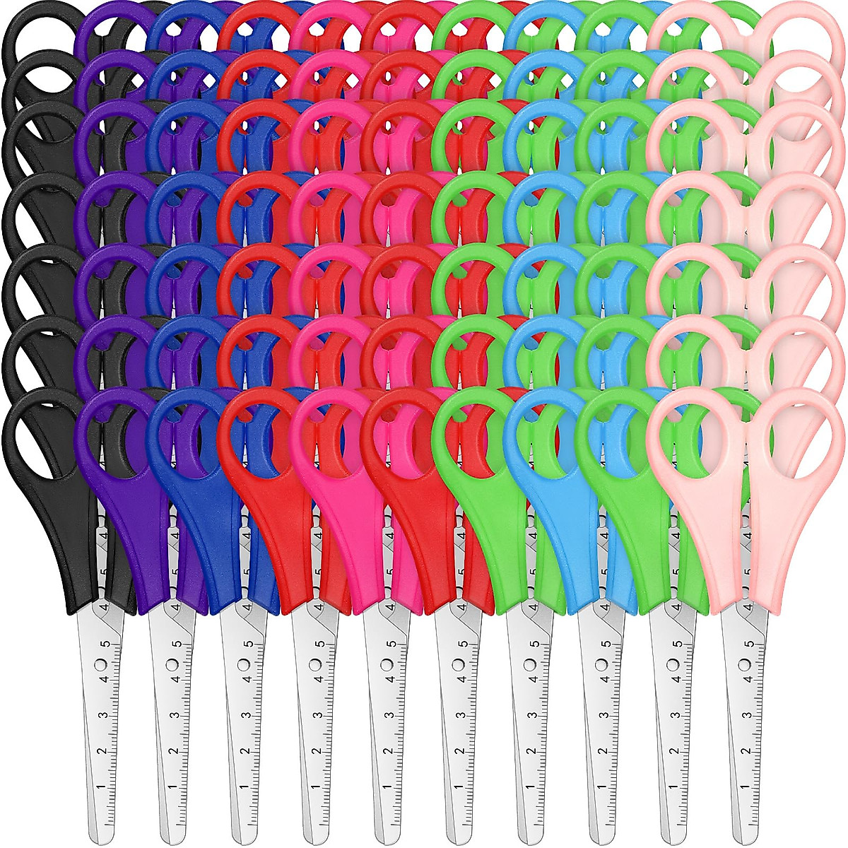 200 Pack Scissors 5 Inch Blunt Kid Scissors Tip Kids Safety Scissors Stainless Steel Paper Scissors with Comfort-Grip Handles Pack of Scissors for School and Craft Projects