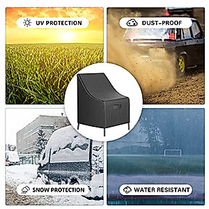 Patio Chair Covers, Lounge Deep Seat Cover, Heavy Duty and Waterproof Outdoor Lawn Patio Furniture Covers,Sunscreen, dustproof (1 Pack-Black-Large)