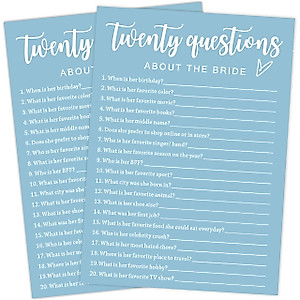 Buildinest Blue Theme Bridal Shower Games 25 Guests, Wedding Shoe Game Bridal Games, Wedding Advice Cards, Wedding Games for Reception, Bride Groom Wedding Bachelorette Engagement Party Supplies-C05