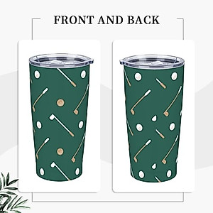 Yaxongx 20oz Tumbler Golf Balls Double Wall Vacuum Insulated Coffee Mug with Lid and Metal Straw Brush Reusable Stainless Steel Water Bottle Travel Cup Gifts for Car Ice Drinks Hot Beverage