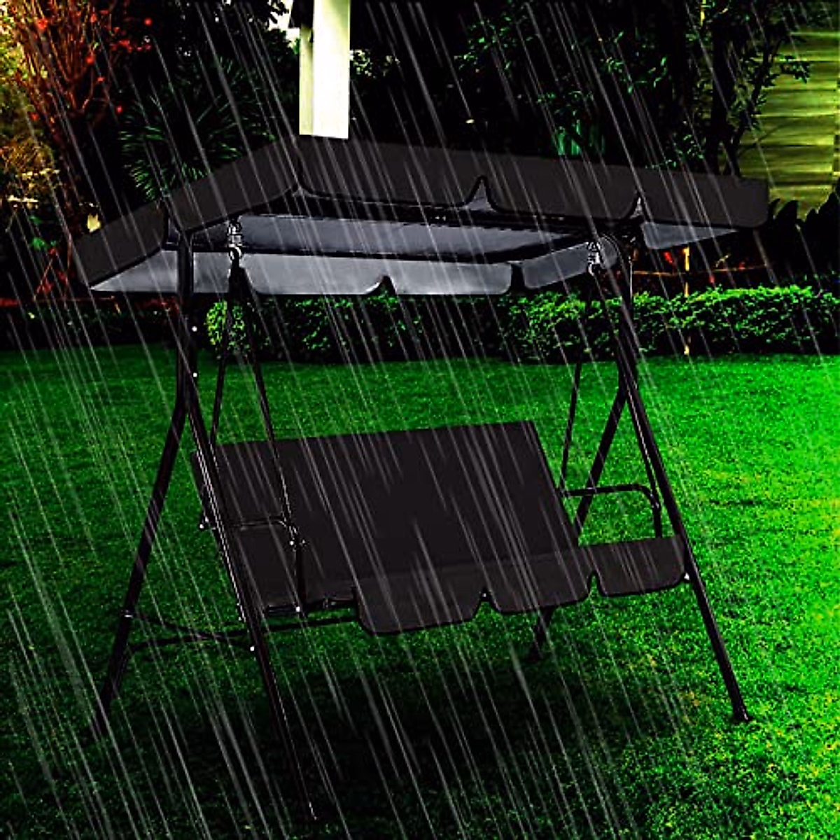 Waterproof Swing Canopy with Seat Cushion Cover 55.9"(L) x 47.2"(W), Outdoor UV Block Sun Shade Canopy of Swing Chair for Garden Park Balcony Backyard Swing Canopy Replacement Cover (Style-5)