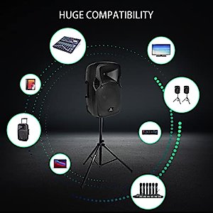 PRORECK Party 12 12-Inch 1000 Watts 2-Way Powered PA Speaker System Combo Set with Bluetooth/USB Drive Read Function/SD Card Reader/FM Radio/Remote Control/Speaker Stand