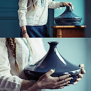 Casserole Dishes with Lids Large Lead Free Cooking Tagine, Ceramic Pots with Lid for Different Cooking Styles High Temperature Resistance Compatible with All Cooktops Cas