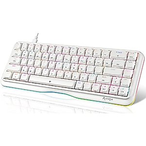 KEMOVE K68se Wired 60% Gaming Mechanical Keyboard RGB Backlit/Lighting Strip,Linear Red Switch,DSA Profile PBT Keycaps Windows and Mac Compatible,White
