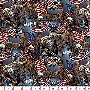 Patriotic Eagles Digital Cotton Print Fabric by The Yard