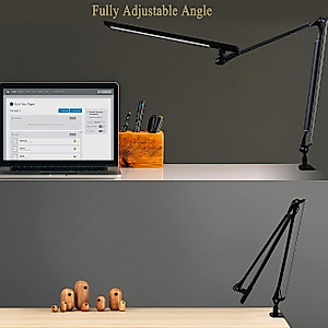 Tedgor LED Desk Lamp, Architect Task Lamp, 12W Eye-Caring Metal Swing Arm Dimmable Drafting Table Lamp with Clamp,Touch Control Desk Lamp, Study Reading Work Office Workbench