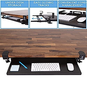 Stand Steady Premier Clamp-On Keyboard Tray | Extra Large 27-Inch Keyboard Shelf for Ergonomic Typing | Heavy Duty Wood Tray & Metal Frame | Sliding Desk Tray & Under Desk Drawer (Black) 