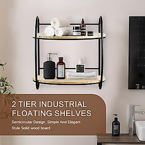 HCODCIBA Industrial Wall Shelves 19.7 x 17.3 Inch Floating Shelves for Bathroom Wood Located Above The Toilet Storage 2 Tier Bathroom Shelf Wall Mounted
