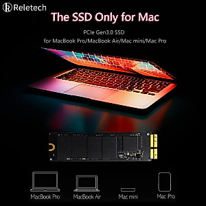 Reletech 512GB SSD NVMe M.2 Gen 3x4 Upgrade Solid State Drive for MacBook Air(Mid 2013-2017) MacBook Pro (Retina, Late 2013 - Mid 2015) Mac Pro(2013)&Mini (2014),iMac(2013-2017) (P400M, 512GB)