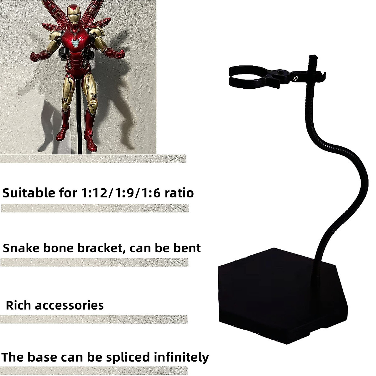 OUSHUO Doll Model Support Stand Action Figure Holder Action Figure Stand for 1/6 1/9 1/12 Scale Puppet Stand, Medium