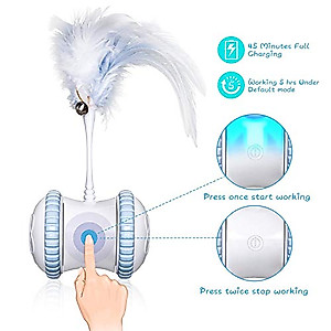 KONPCOIU Automatic Cat Feather Toy—Smart Robotic Interactive Indoor Electronic Pet Toy—Auto/Manual Motorized Toy—360° Rotating Ball Colorful Light Cat Toys for Cat/Mouse/Kitten Hunting Exercise