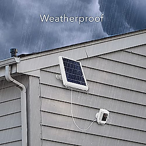 Wasserstein Solar Panel Compatible with Ring Spotlight Cam Plus/Pro/Battery, and Ring Stick Up Cam Battery - Includes Barrel Plug with USB C Adapter - 2W 5V Charging (1-Pack, White)