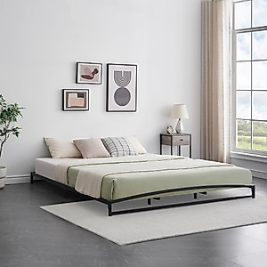 IDEALHOUSE King Bed Frame Low Profile, 6 Inches Black Metal King Size Platform Bed Frame, Mattress Foundation, No Box Spring Needed