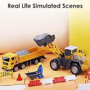 iPlay, iLearn Construction Site Vehicle Toy, Kids Engineering Play Truck Set, Tractor Digger Crane Dump Excavator Cement Steamroller, Birthday Stocking Stuffer Gift 3 4 5 Year Old Toddler Boy Children