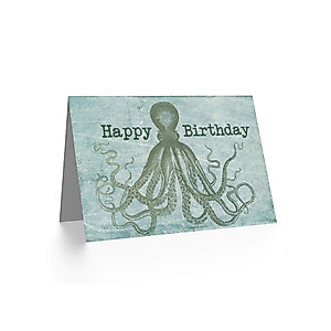 Wee Blue Coo BIRTHDAY HAPPY OCTOPUS TENTACLES ART GREETINGS GREETING CARD GIFT