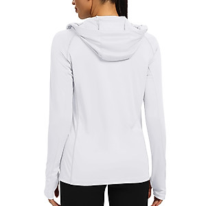 IUGA SPF Shirt Women Sun Protection Clothing UPF 50+ Hoodie with Face Cover UV Hiking Long Sleeve Shirts Lightweight Outdoor White