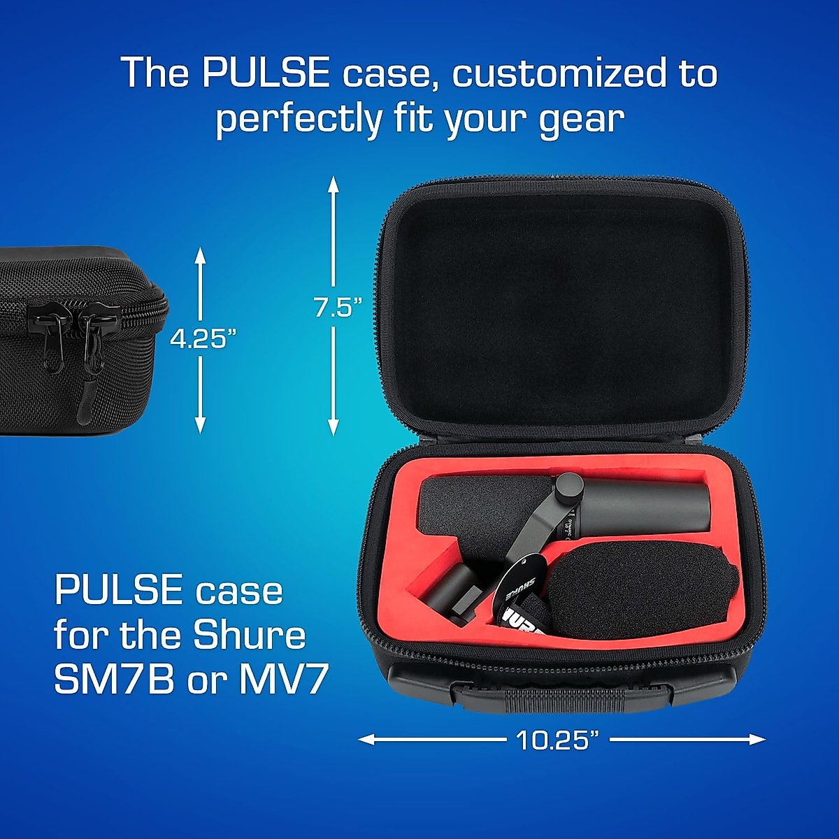 ANALOG CASES Shure SM7B / MV7 Case - Custom-Fitted Compact PULSE Hard Case for Travel