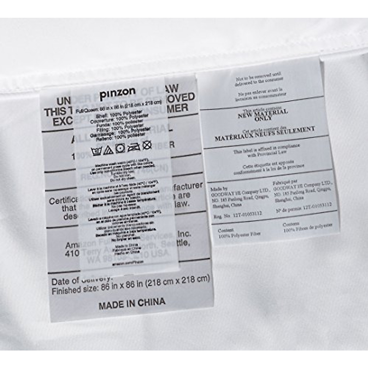 Amazon Brand – Pinzon Hypoallergenic Down Alternative Comforter - Full or Queen