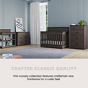 Child Craft Redmond Full Panel 4-in-1 Convertible Crib, Baby Crib Converts to Day Bed, Toddler Bed and Full Size Bed, 3 Adjustable Mattress Positions, Non-Toxic, Baby Safe Finish (Dapper Gray)
