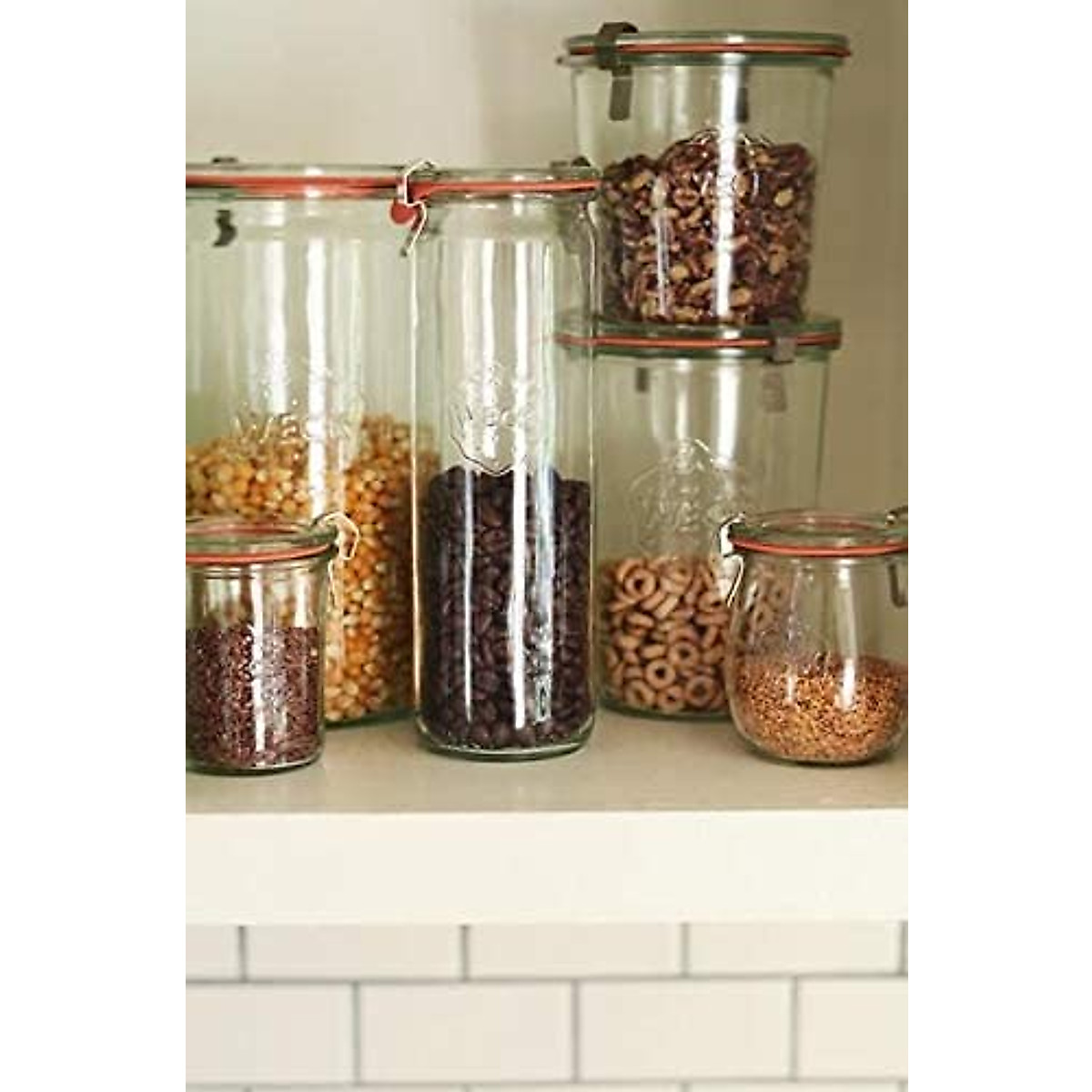Weck Canning Jars - Weck Jars made of Transparent Glass - Eco-Friendly Canning Jar - Storage for Food with Air Tight Seal and Lid - 1.5 Liter Tall Jars Set - Set of 2 Jars with Lids
