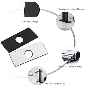 Litoexpe 6 Inch Sink Hole Cover Deck Plate for Bathroom or Kitchen Faucet 1-3 Hole, Matte Black Stainless Steel Sink Hole Escutcheon Plate
