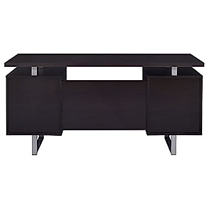 Coaster Furniture Lawtey Modern Contemporary 2 Drawer Home Office Writing Desk Storage File Cabinet Silver Metal Frame Cappuccino Brown 801521