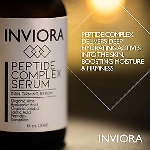 Inviora Advanced Peptide Complex Serum - Skin Firming Collagen Face Serum For Women, Anti-aging The Best One Serum For Face With Lactic Acid, Peptides, Hyaluronic Acid, Witch Hazel, Jojoba - 1 Oz…