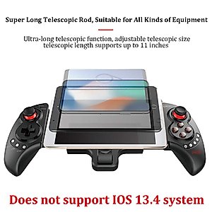 ipega PG-9023S Mobile Game Controller, Wireless 4.0 Gamepad PUBG Trigger Mobile Phone Telescopic Controller Joy Stick for iPhone Compatible with 5-10" iOS(iOS 11-13.3)/Android Phone PC Tablet TV Box