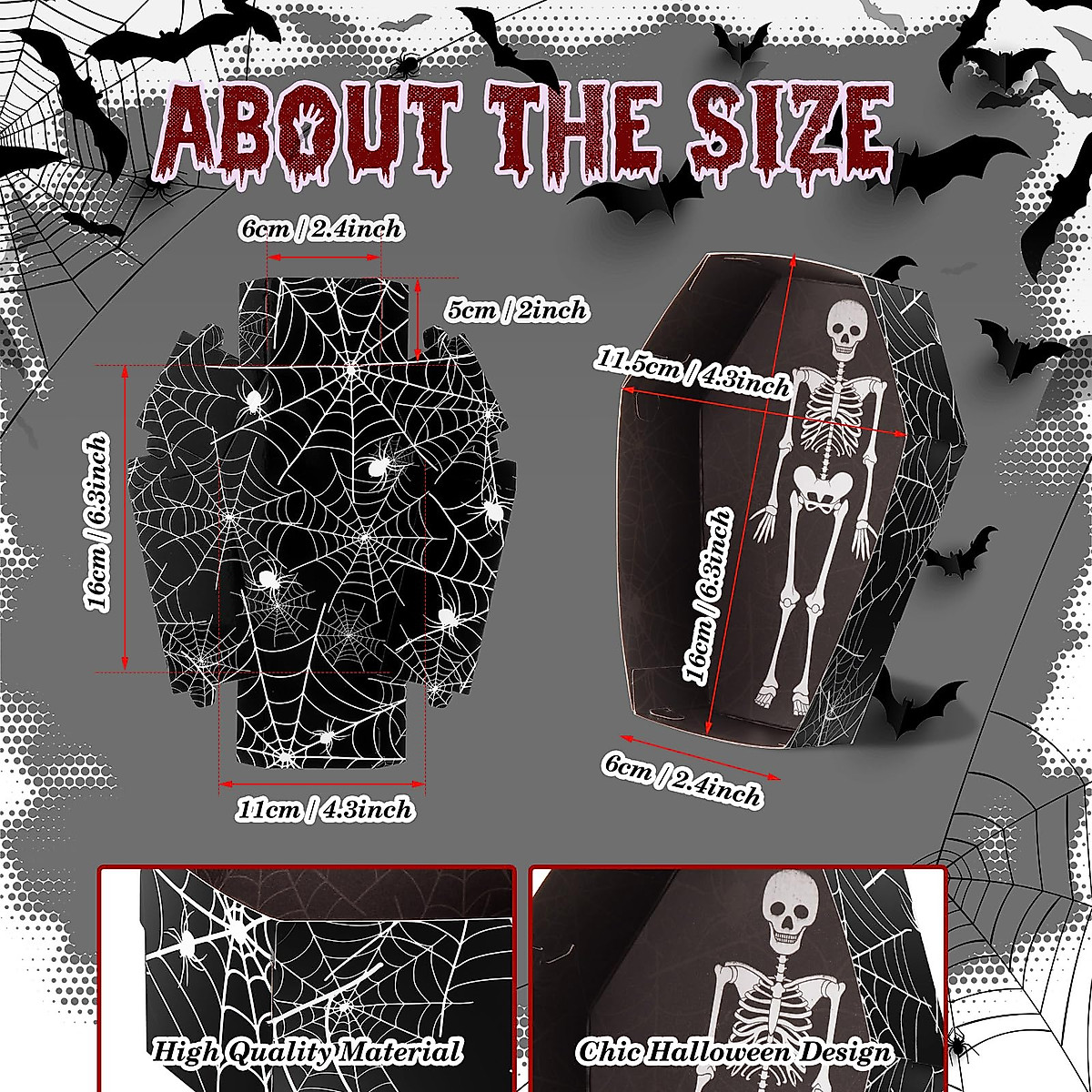 Tenceur 100 Pieces Halloween Coffin Snack Trays Halloween Party Food Supplies Coffin Boxes for Treats for Halloween Storage Charcuterie Board Serving Supplies