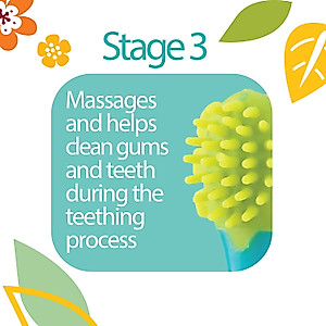 Dr. Talbot's Oral Care Set with Stand; 4-Stage System with 1 Silicone Finger Massager, 2 Massaging Brushes, 1 Soft Nylon Bristle Toddler Toothbrush; 0+ Months, Blue & Aqua