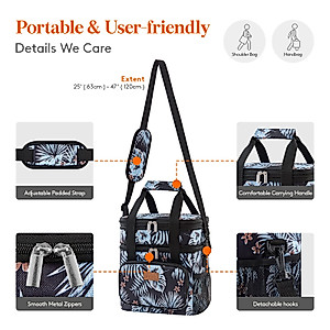 Lifewit Lunch Box for Men Women Double Deck Lunch Bag, Large Insulated Soft Cooler Bag, Leakproof Soft Meal Prep Lunch Tote with Shoulder Strap for Adults for Work/Flight/Travel, 12L/16Can, Flower