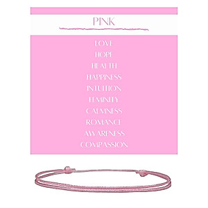 Pink Bracelet for Men Women Adult Unisex - Pink Ribbon Awareness Jewelry Fundraising for a Cause - Adjustable Waterproof String - Nylon cord Surfer Bracelet - Pulsera Rosada Rosa