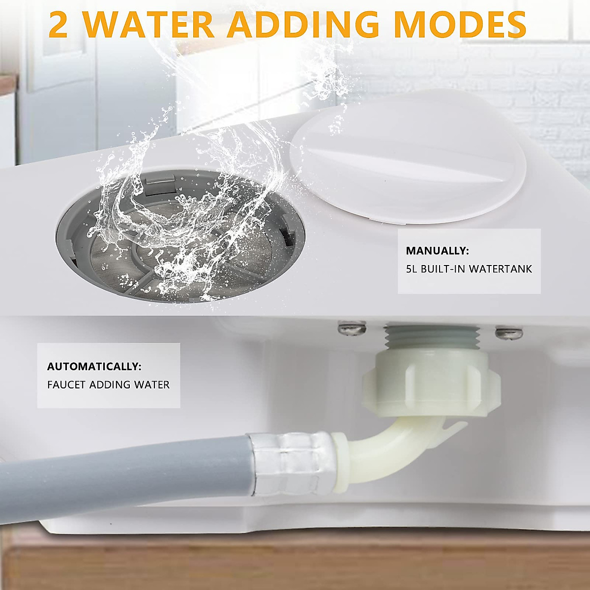 ROVSUN Portable Countertop Dishwasher, Mini Dishwasher with 5 Washing Programs, 5L Built-in Water Tank, 360° Spray Arms, Air-Dry Function & Fruit Cleaning for Apartments, Dorms and RVs (White)