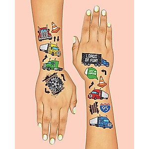 xo, Fetti Truck Car Party Temporary Tattoos - 48 Silver Foil Styles | Truck Birthday Party Supplies, Boys Pick Up Truck Party Favors, Car Temp Tats, Arts and Crafts