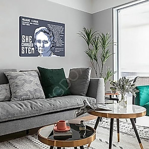 Famous Physicist Marie Curie Portrait Art Poster Canvas Poster Bedroom Decor Office Room Decor Gift Frame-style 20x16inch(50x40cm)