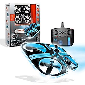 SHARPER IMAGE Lumo Stunt Remote Control LED Glow Drone, 2.4 GHz, Auto-Orientation, Assisted Landing & Gyro Stabilization, 3 Light Modes, Long Range Durability, Easy & Beginner Friendly Controls